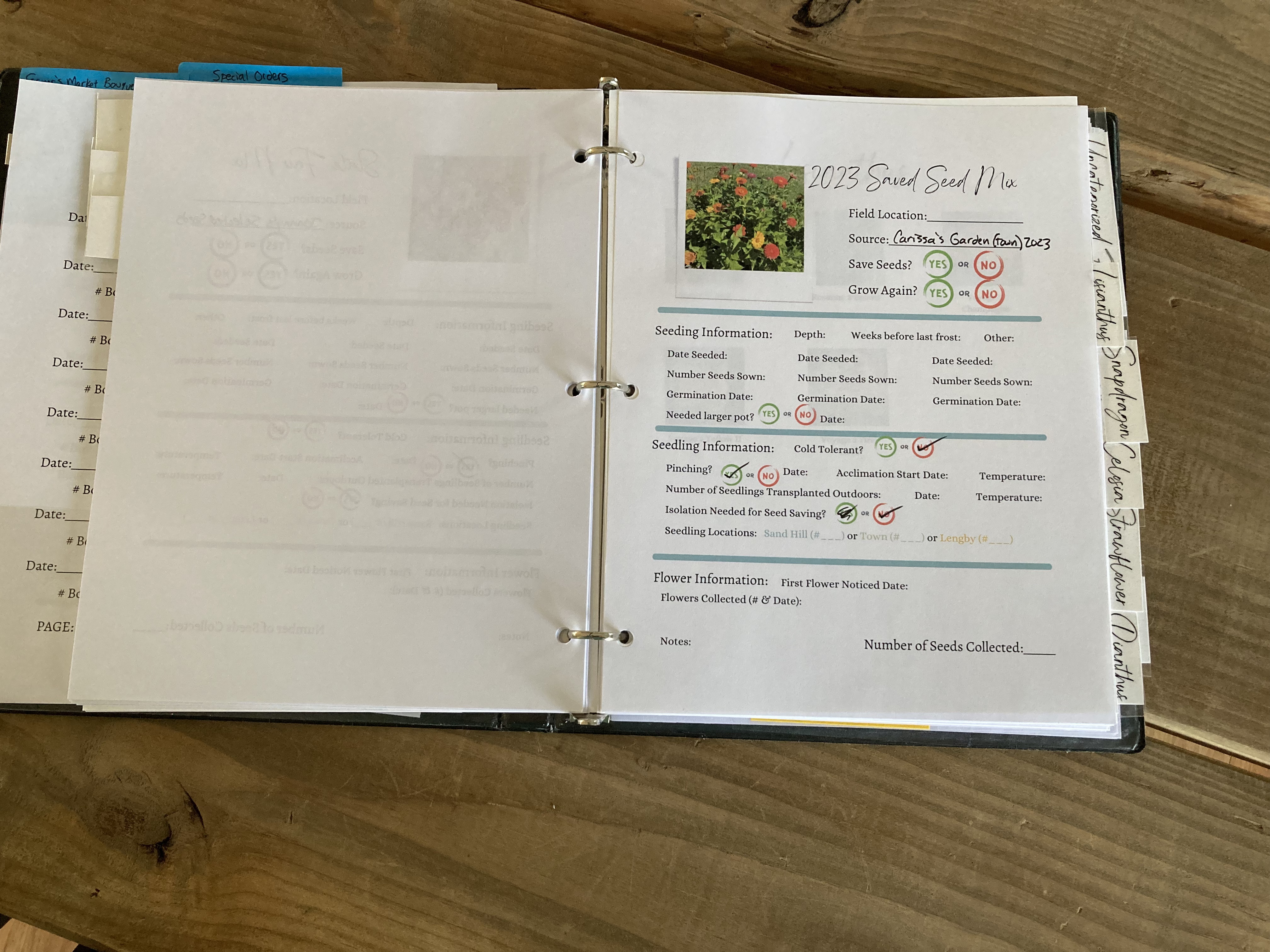 Cut Flower Organization & Record Keeping Binder – Life on Lady Slipper Lane